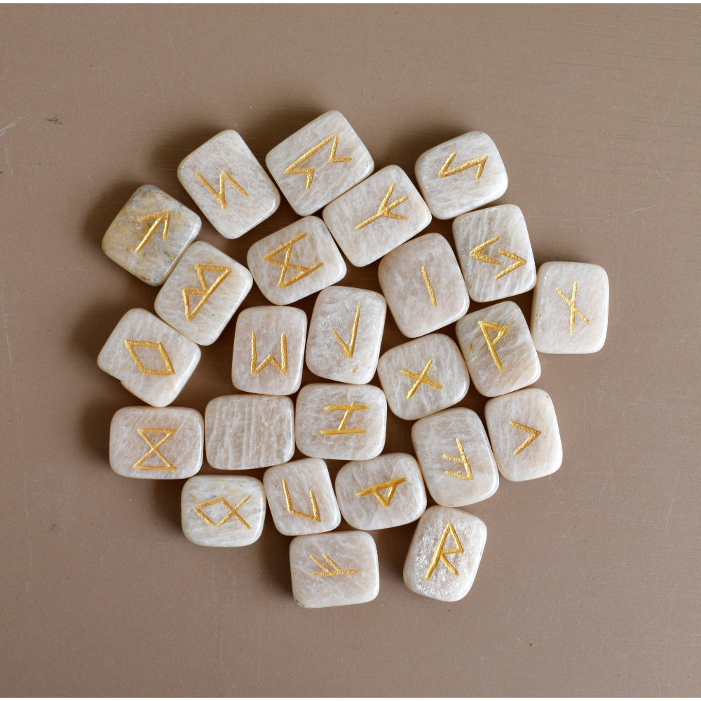Moonstone Futhark Rune Set – Medusa Gothic